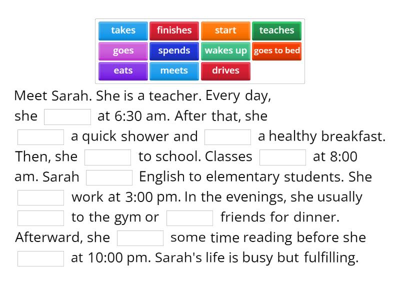 Daily routine - Completa la oración