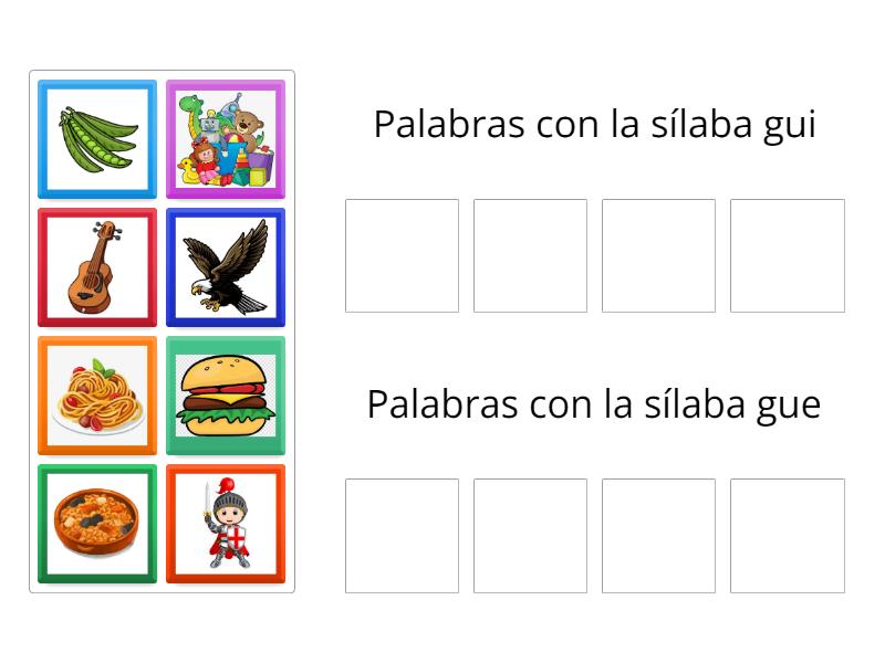Palabras con las sílaba gue gui - Group sort
