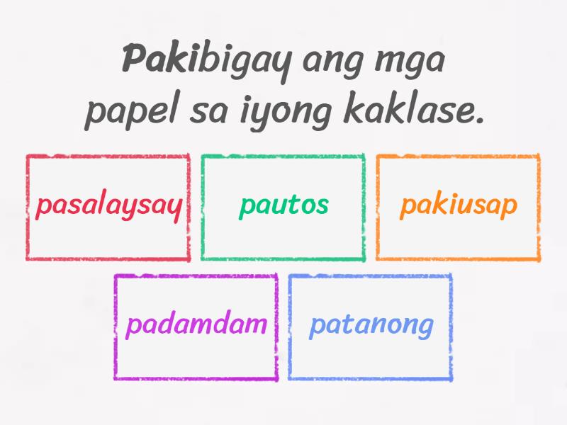 Filipino 3: URI NG PANGUNGUSAP AYON SA GAMIT - 測驗