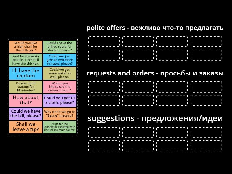 polite offers, requests and suggestions - Group sort
