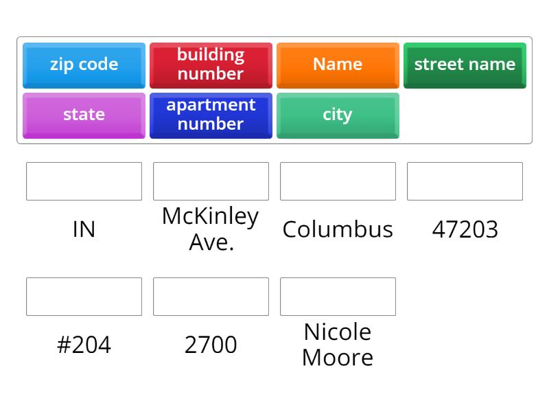 What's Your Address? - Match up