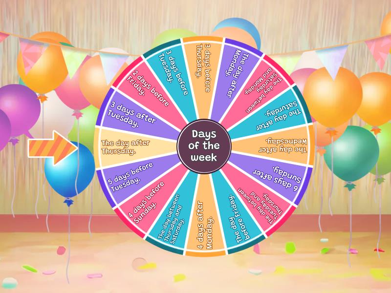 Days of the week - Spin the wheel
