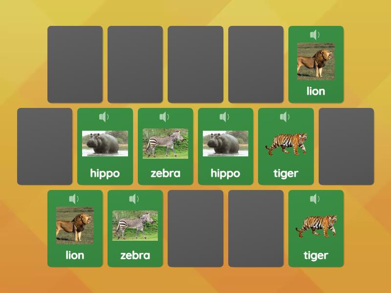Zoo animals matching - Matching pairs