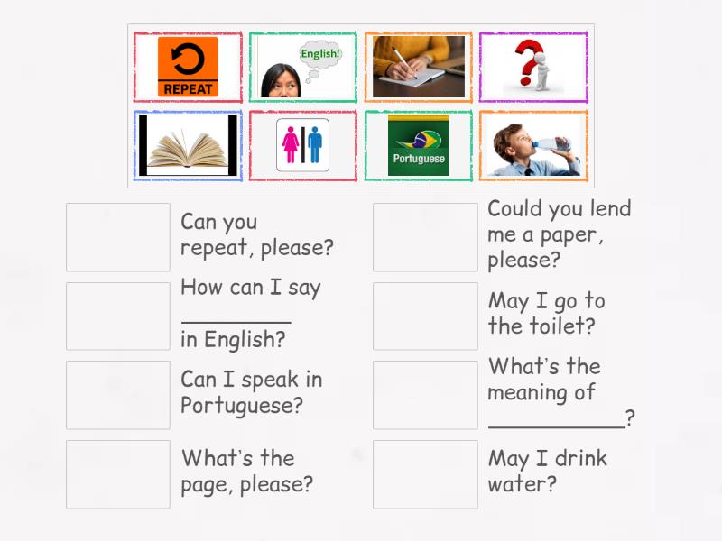 Classroom Language - Match up
