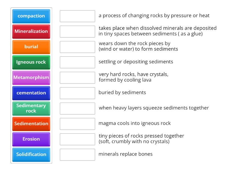 Grade 6-Rock Cycle - Match up