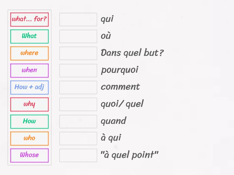 Pronoms Interrogatifs - Une las parejas