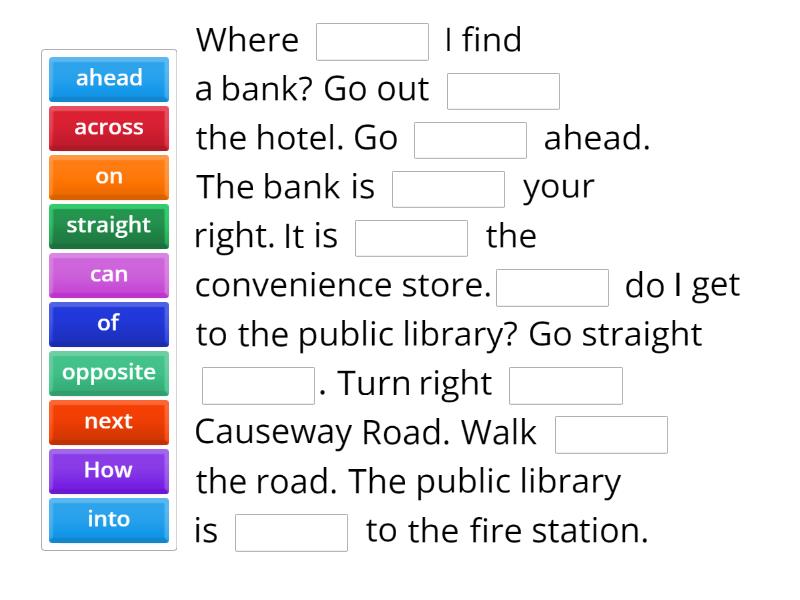 4B Ch.2 Giving directions - Complete the sentence