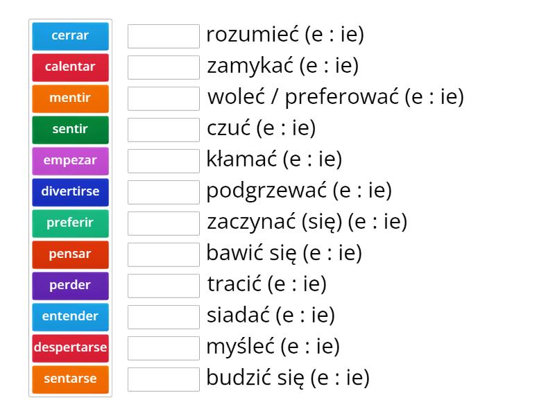 VERBOS (e : ie) - Une las parejas