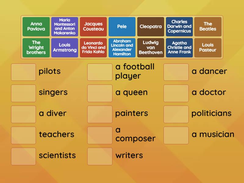 Famous people was/were - Match up