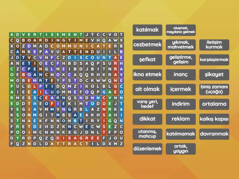 Pre-Intermediate Vocabulary I - - Wordsearch