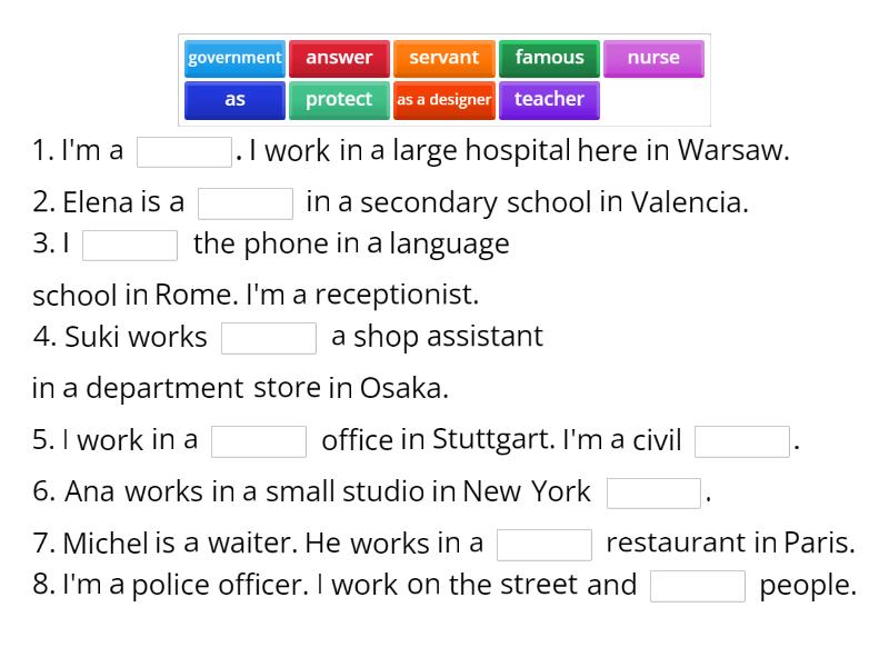 Complete the gaps - Complete the sentence