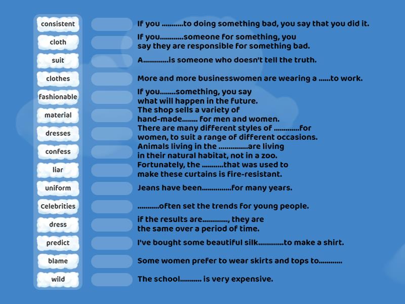 English 5 - day 17 - voc review - Match up
