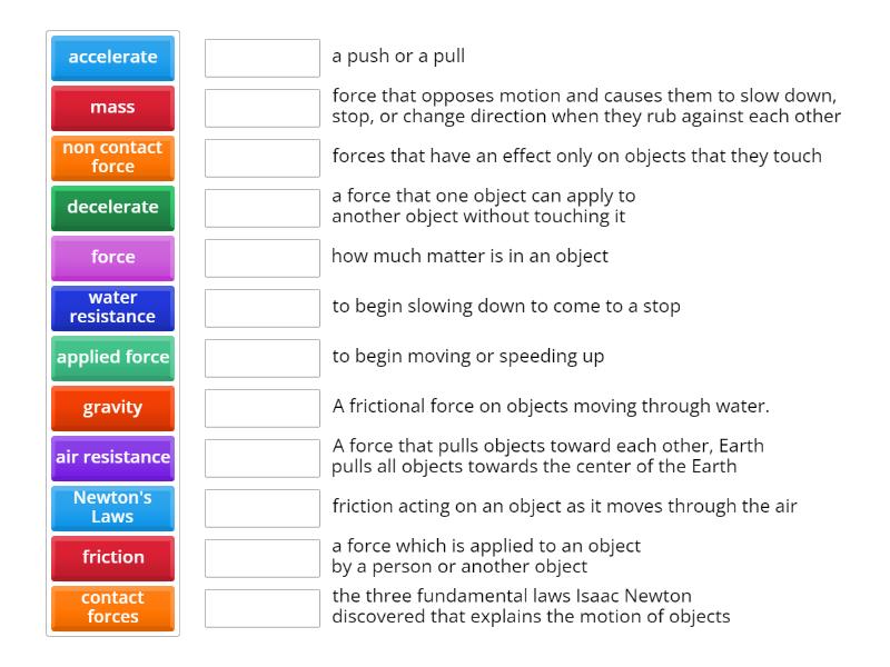 Force and Motion - Match up
