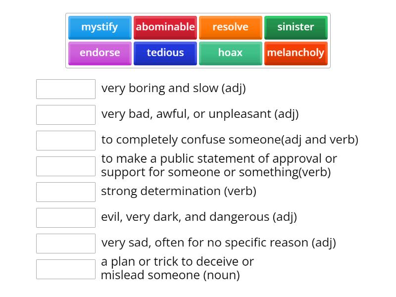ELA vocab set 2 unit 5 "Not that Different" - Match up