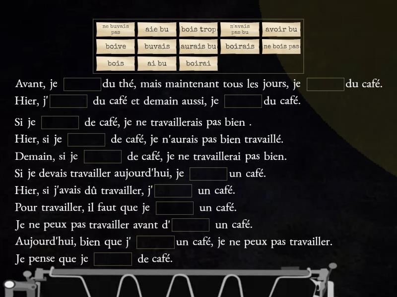 Trop de café - Completar la frase