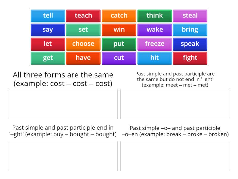IRREGULAR VERBS - Group sort
