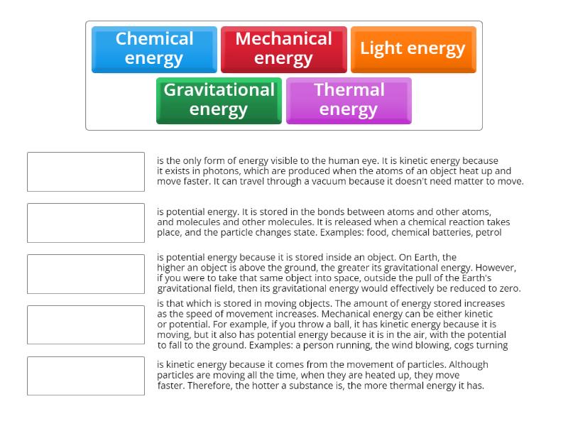 Types of energy - Match up