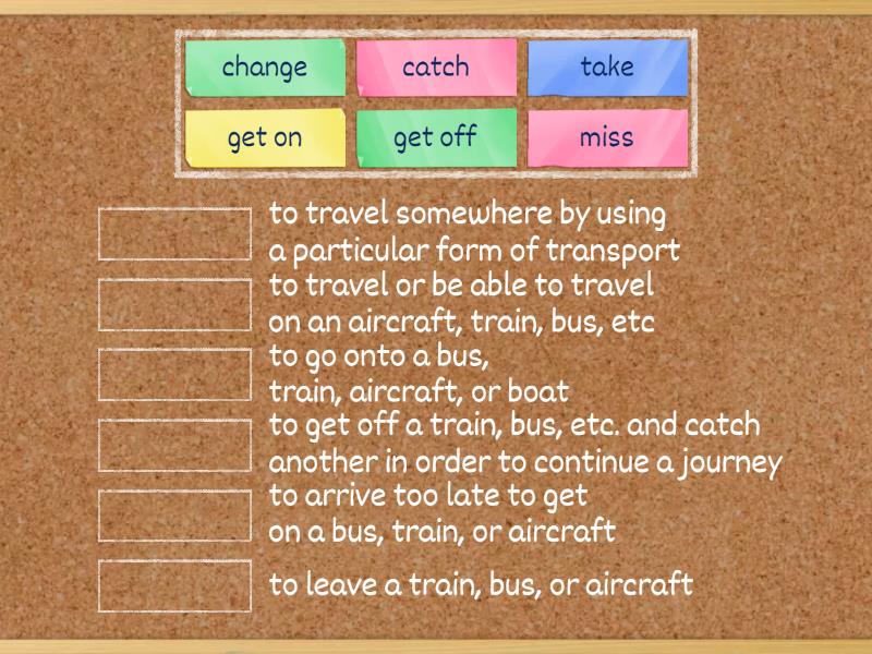 Transport collocations - Match up