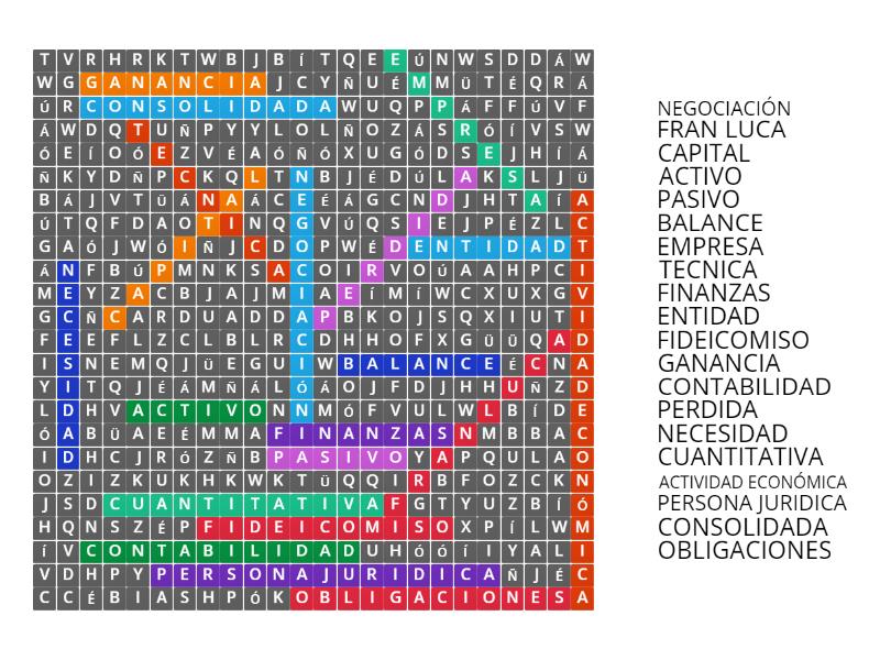 FINANZAS - Sopa de letras