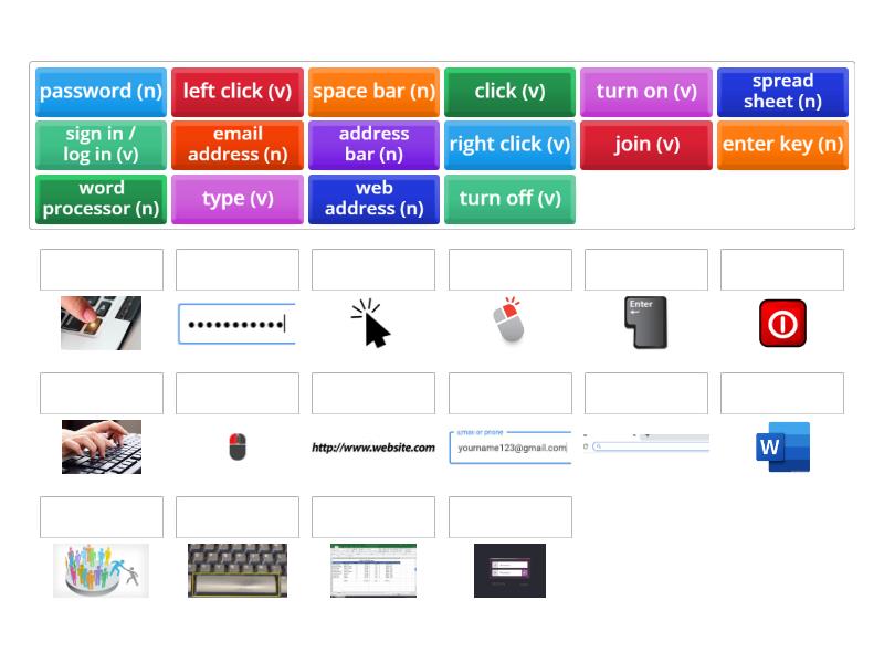 Computer Vocabulary - Une las parejas
