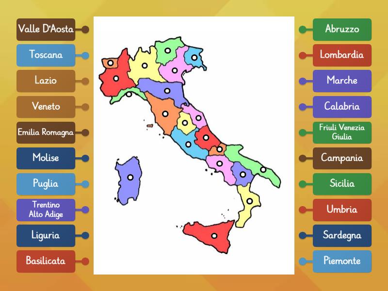 Le regioni italiane - Labelled diagram