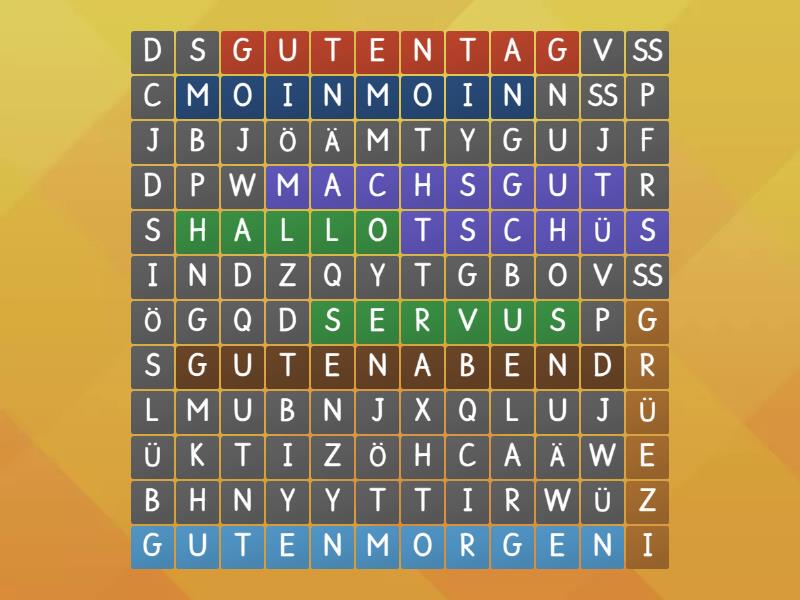 Begrüßung und Abschied - Wordsearch