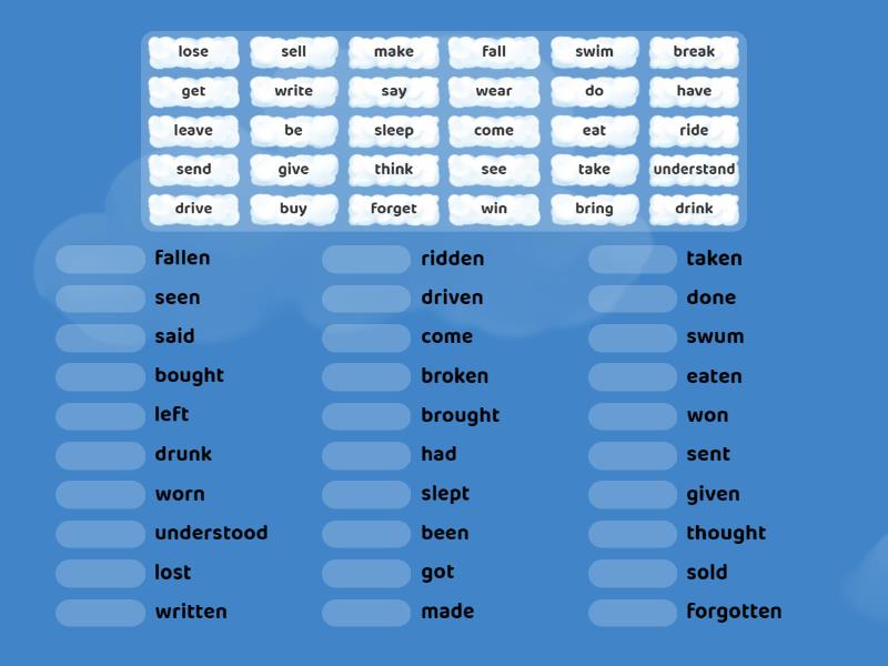 Past participle Matching - Match up