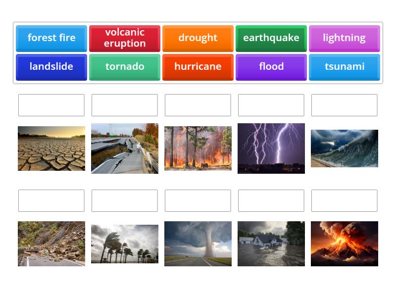 Natural disasters. Grade 7 - Match up