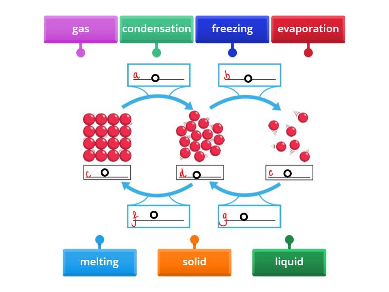 Solids, liquids and gases - changing state - Labelled diagram