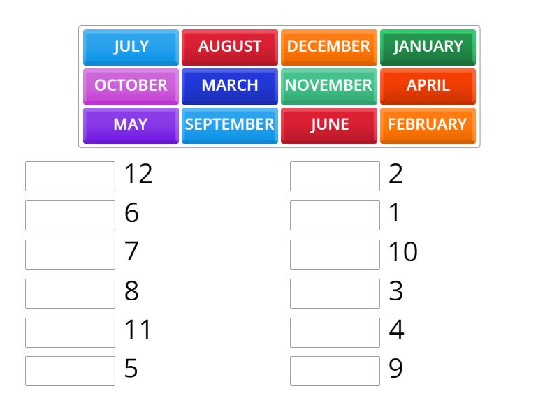 MONTHS OF THE YEAR - Match up
