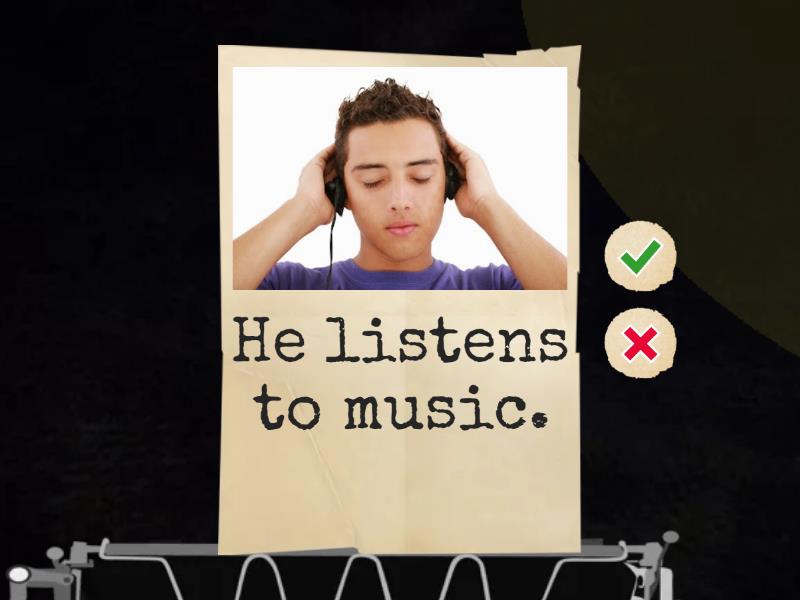 I listen to music. - Flash cards