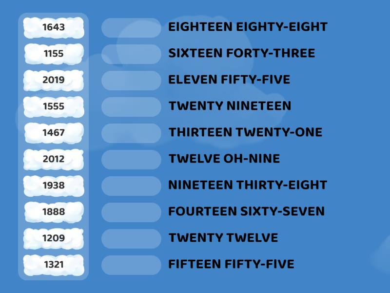 HOW TO READ YEARS - Match up