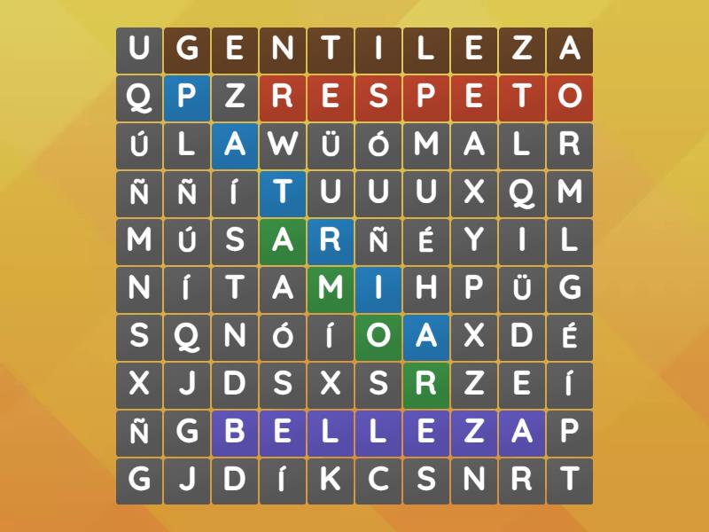 SUSTANTIVOS ABSTRACTOS - Sopa de letras