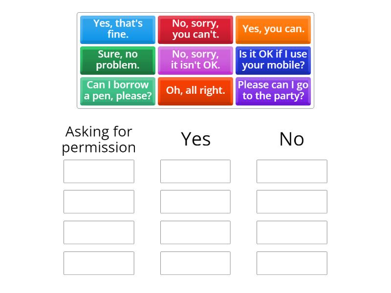 Asking for and giving permission - Group sort