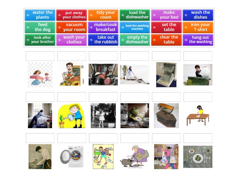 Go getter 3. Unit 1. Household chores - Match up