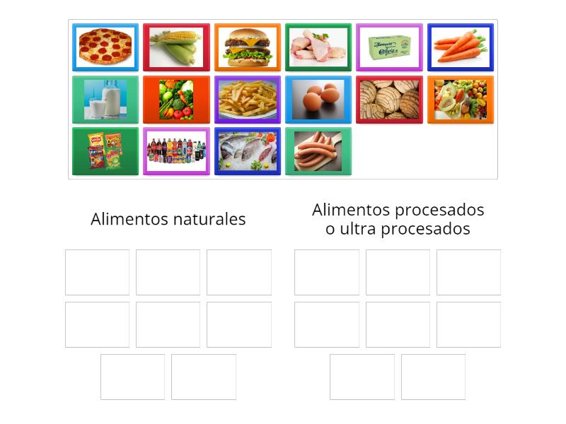 Alimentos naturales, procesados y ultraprocesados - Ordenar por grupo