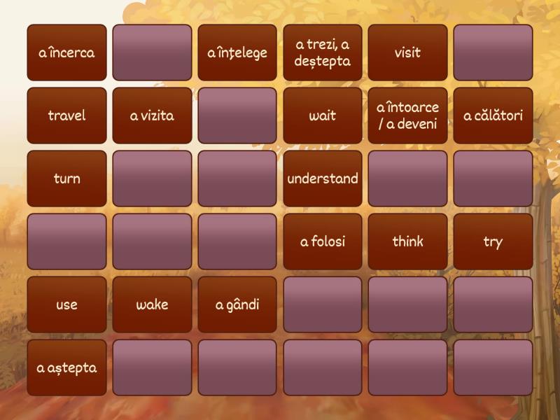 A1 Verbs (think - write) - Matching pairs