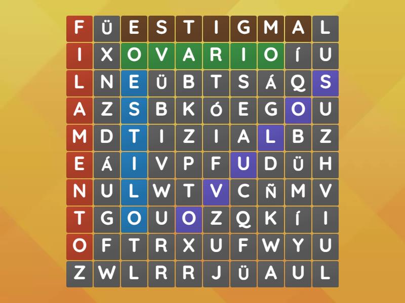 partes de la flor - Sopa de letras