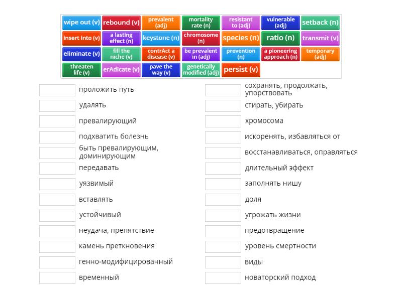 Gateway B2+ Unit 4 reading vocab - Match up