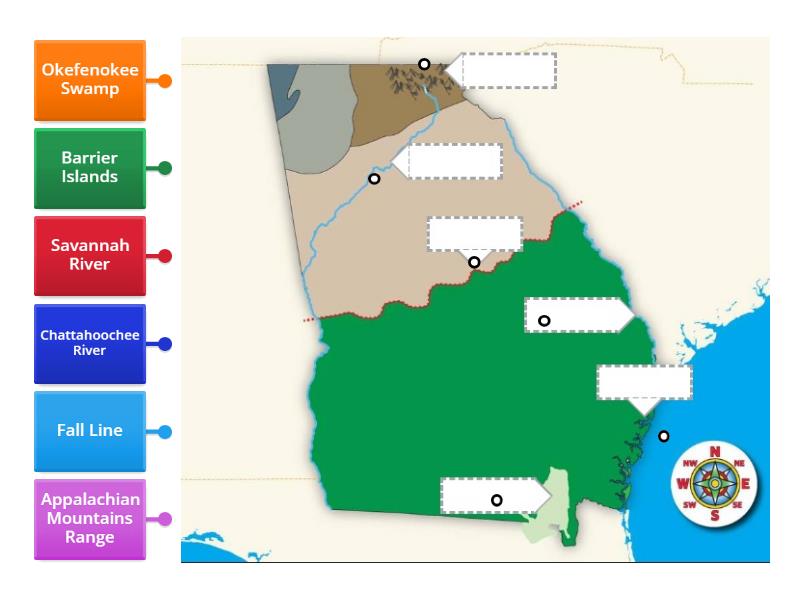 SS8G1: GA Physical Features - Labelled diagram