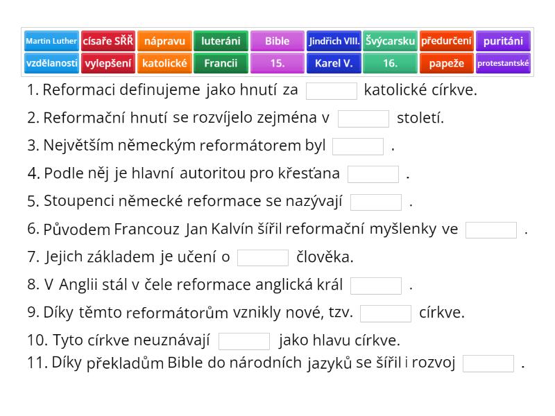 Reformace - Complete the sentence
