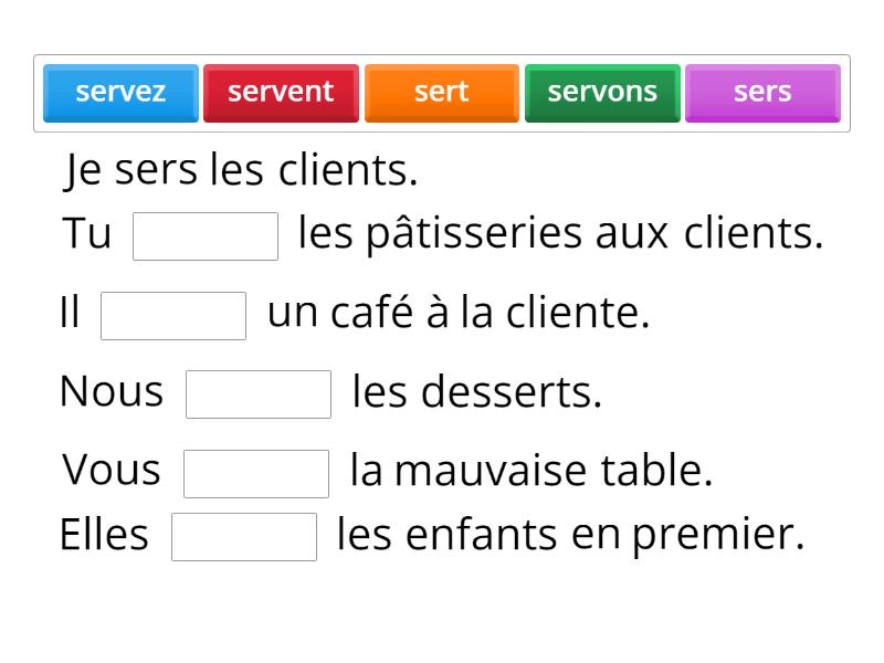 Servir - présent indicatif - Complete the sentence