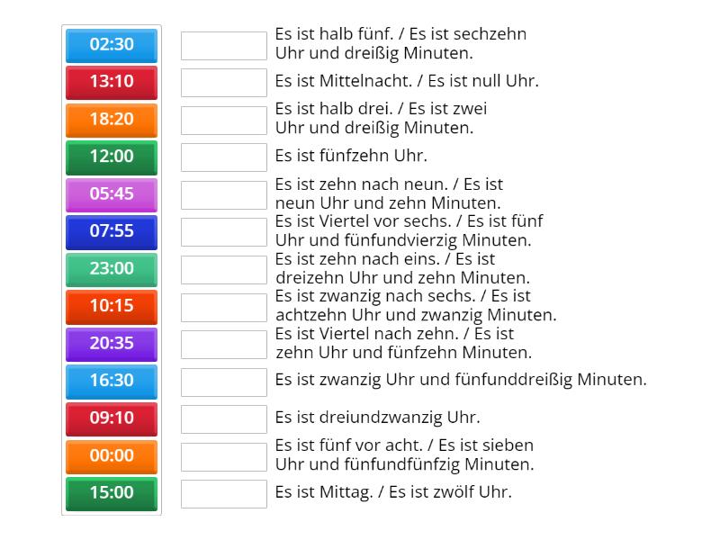 Uhrzeit - Match up