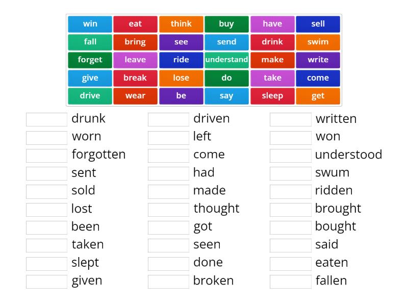 Past participle - Eşleştir