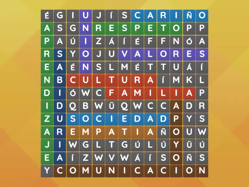 sopa de letras familia y sociedad - Wordsearch