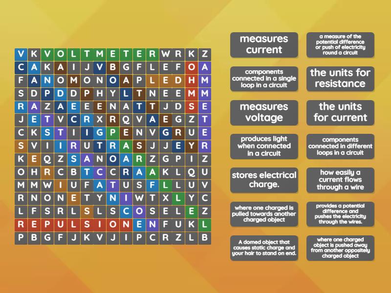 Electrical Circuits Wordsearch