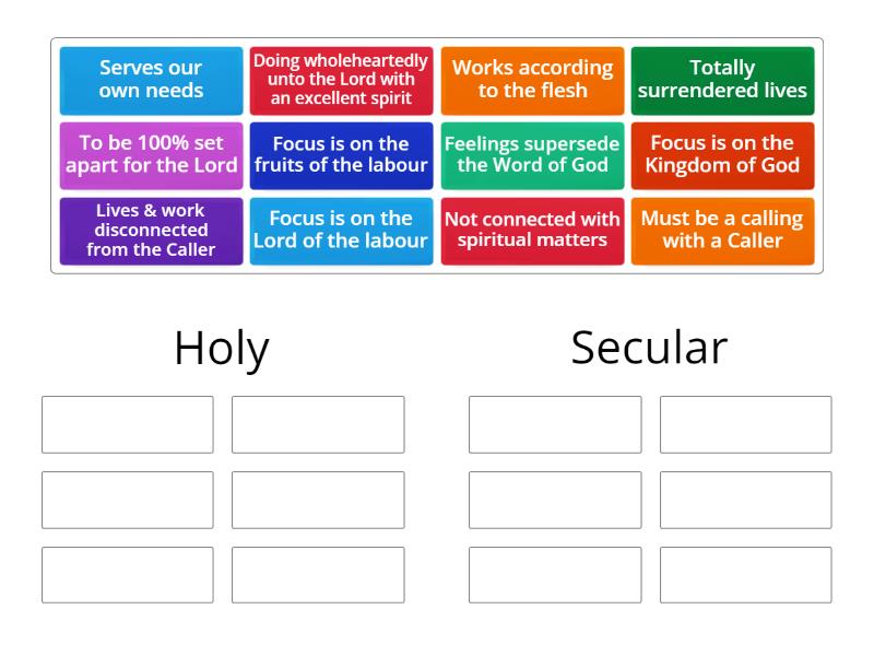 Holy vs. Secular lives - Group sort