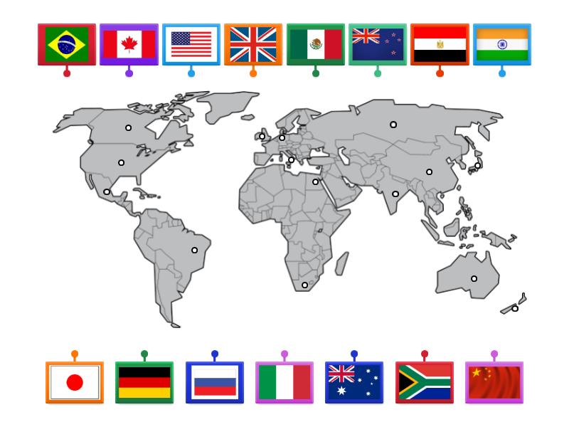 Match the Flag to the Country - Labelled diagram