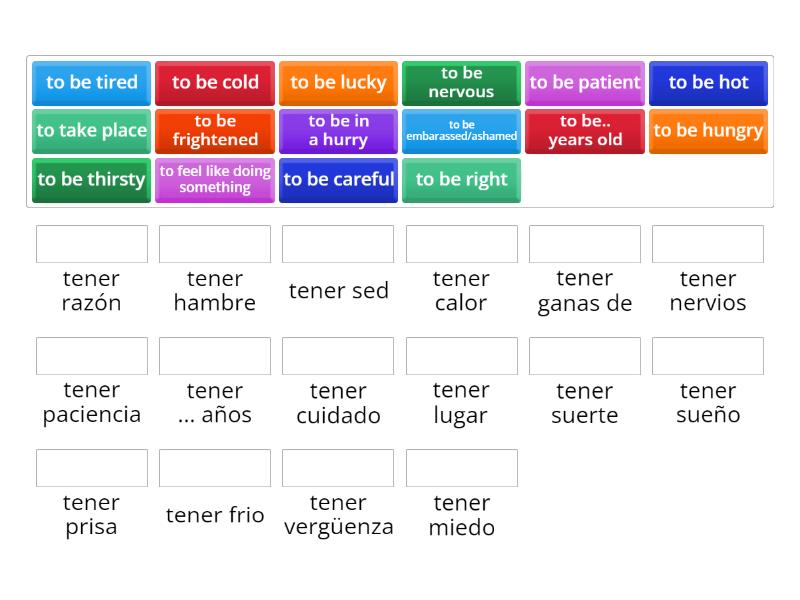 Phrases with tener 2 - Match up