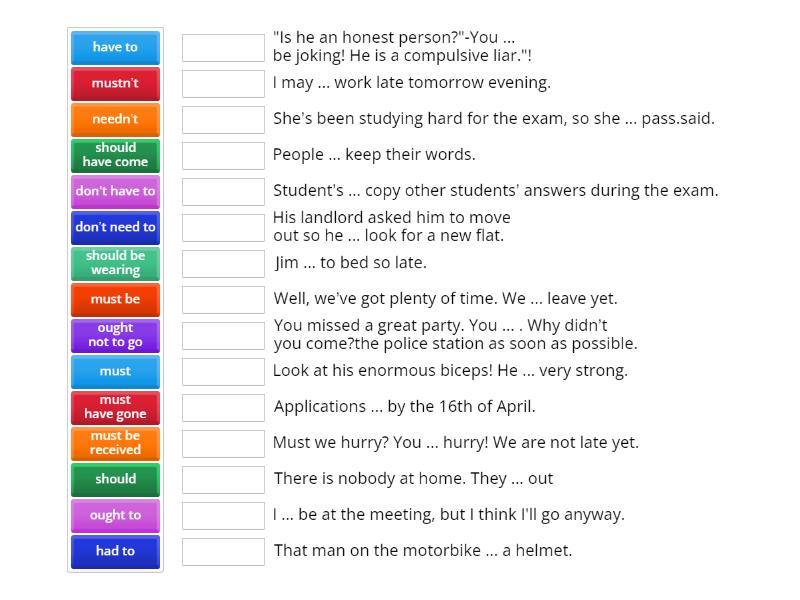 Modal verbs - Match up